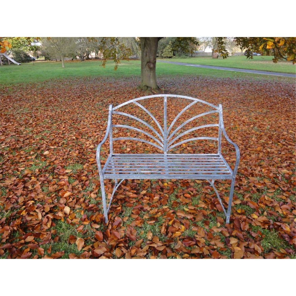 Galvanised Fan Double Bench | Waterperry Gardens - Oxfordshire Garden ...