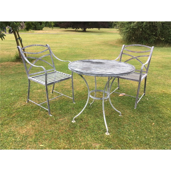 Galvanised Round Table Set | Waterperry Gardens - Oxfordshire Garden ...