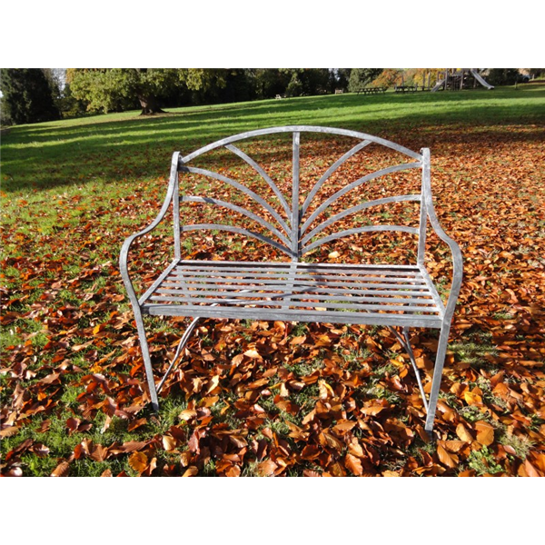 Galvanised Fan Double Bench | Waterperry Gardens - Oxfordshire Garden ...